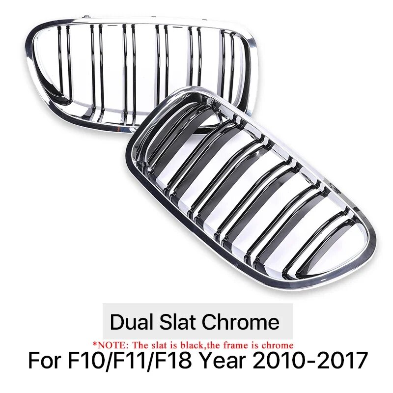 Передний бампер с раковиной, M цветной гриль для BMW 5 серии F10 F11 2010-2017 M5, глянцевая черная решетка 520i 528i 530i, аксессуары, Dual Chrome Black