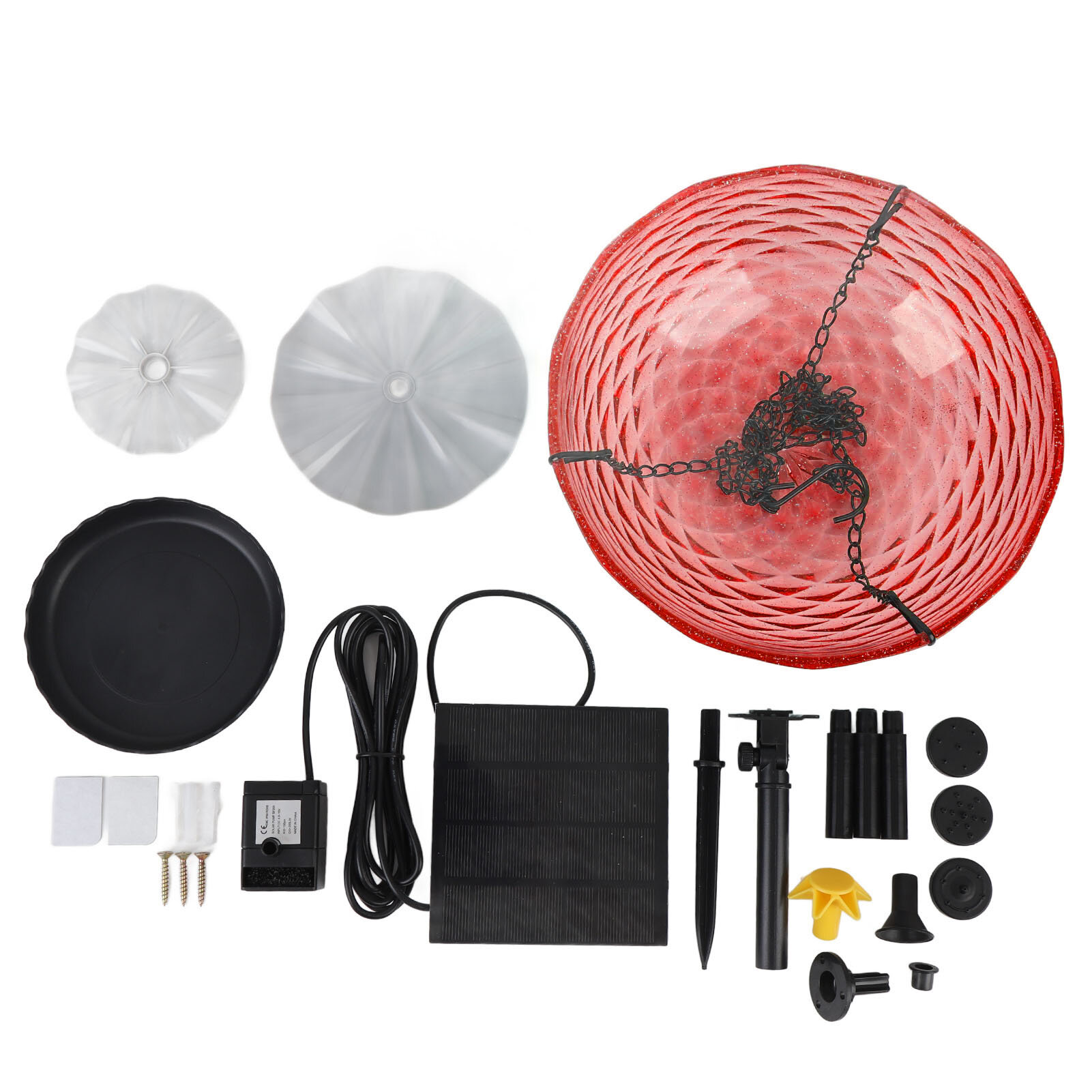 Фонтан для купания птиц на солнечной батарее, прочный пластиковый подвесной фонтан для купания птиц, кормушка для птиц для сада, балкона, крыльца, красного цвета