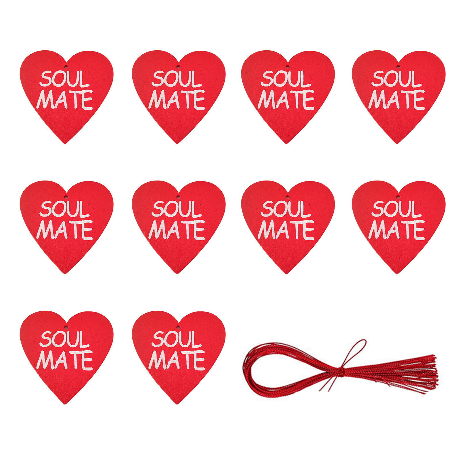 Набор деревянных бирок в форме сердца на День Святого Валентина с подвеской на веревке