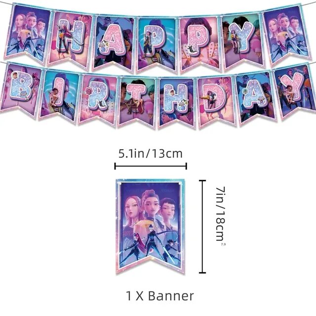 Украшения для дня рождения в стиле «Охотник на дьявола», баннеры для посуды, украшения для тортов, украшения из воздушных шаров, наборы принадлежностей для вечеринок в стиле аниме K-pop для девочек и детей.