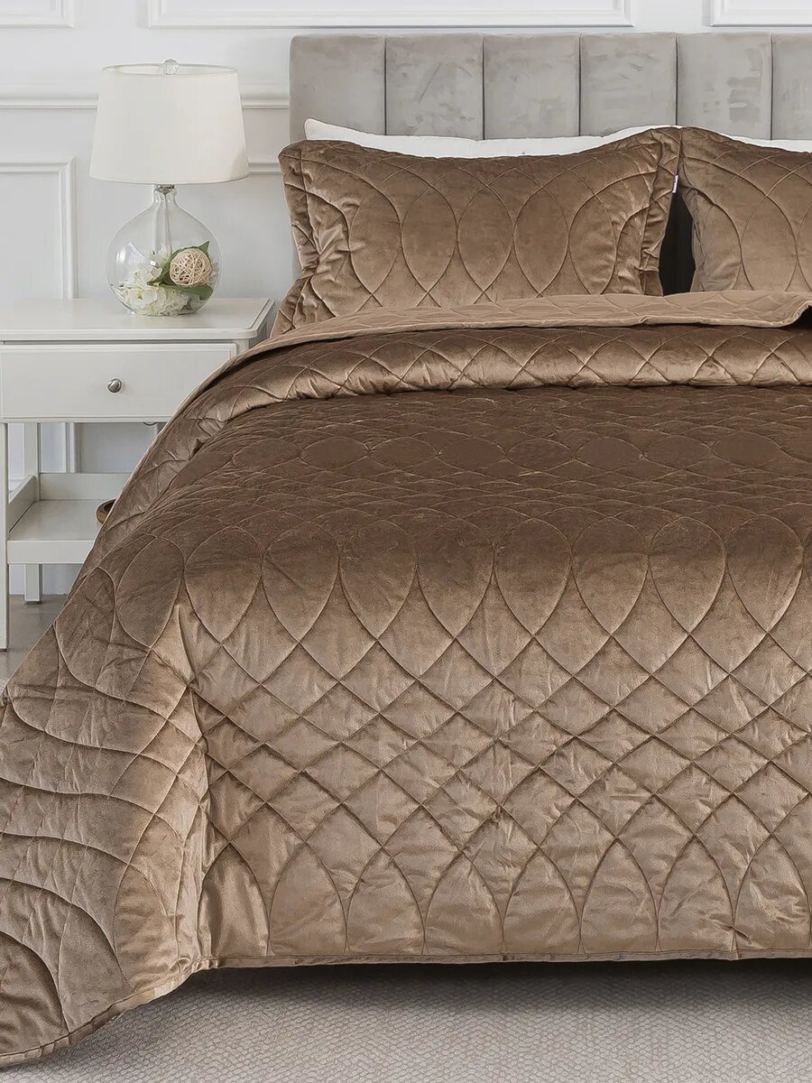 Покрывало Roxette 240x260, 2 наволочки 50x70, велюровое