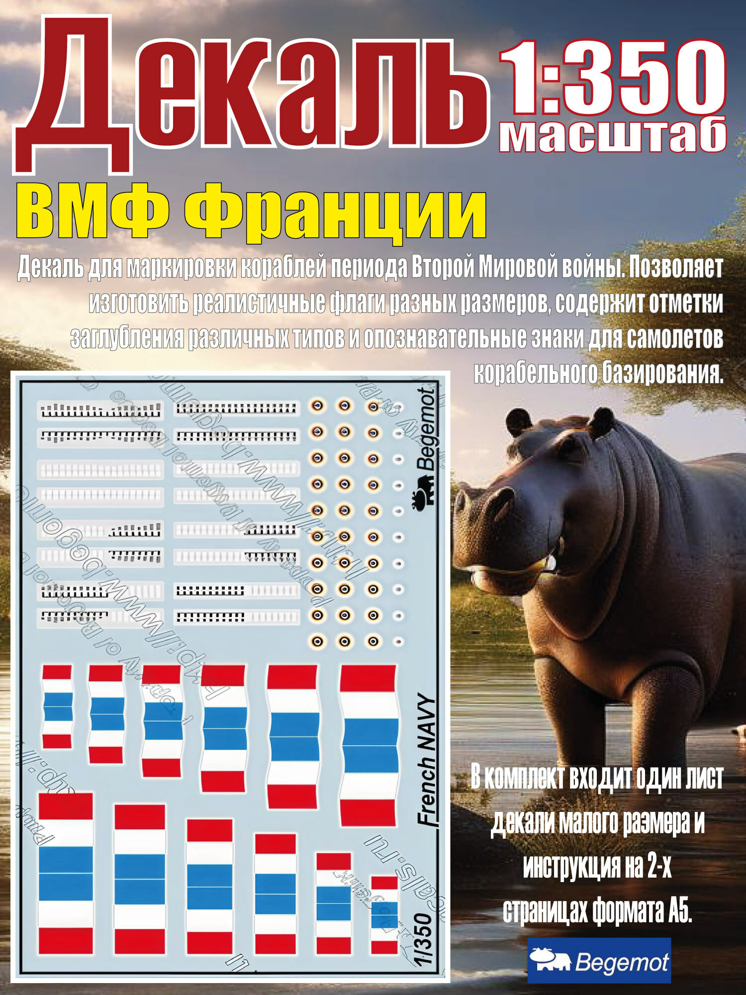 Декаль ВМФ Франции. Масштаб 1:350