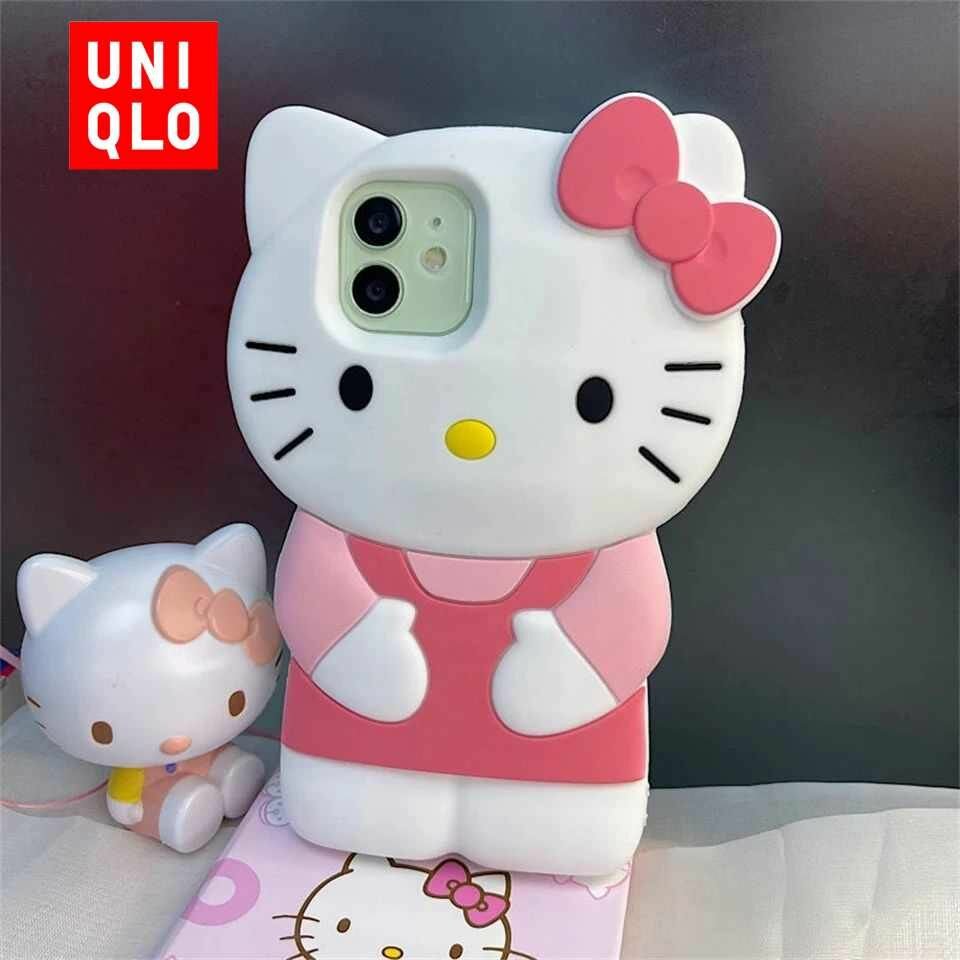 3D стереоскопические чехлы Hello Kitty для iPhone 15 14 13 12 11 ProMax Mini XR XS 8 Plus Мягкая силиконовая противоударная задняя крышка