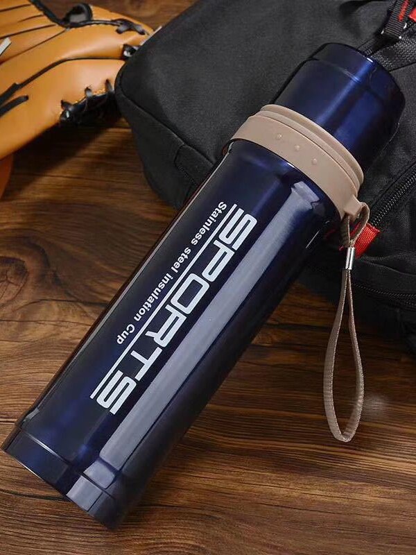 Термос Спорт, с крышкой-чашкой, нержавеющая сталь, синий, 550мл Vittovar 26218