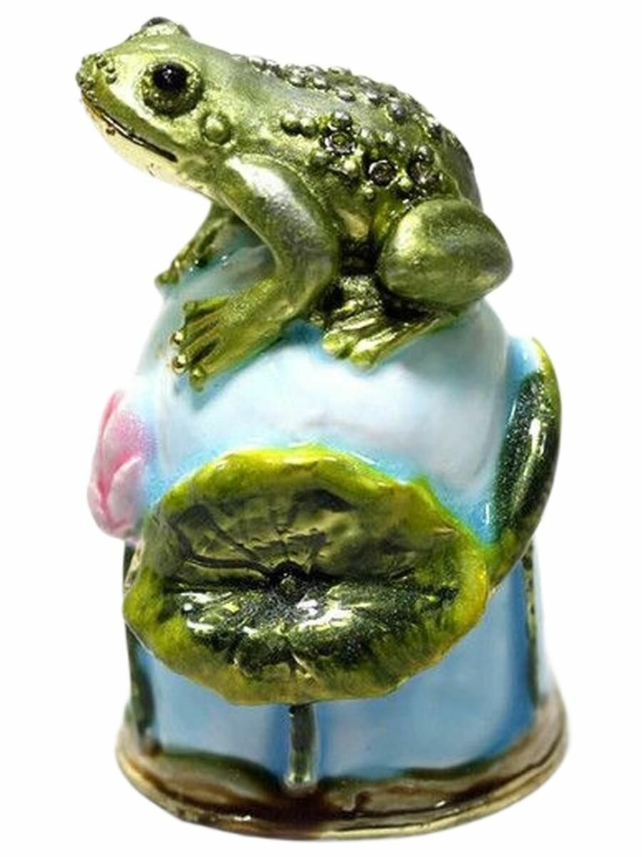 Наперсток Лягушка коллекционный, металл, стразы