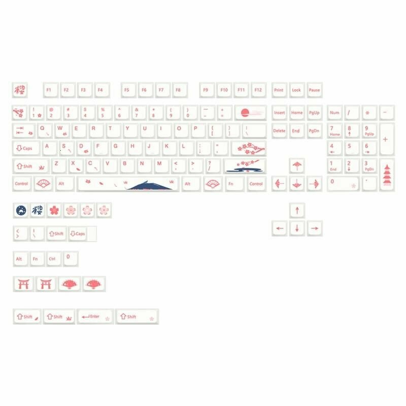 130PCS Сакура Кейкапы для Cherry MX, Английский