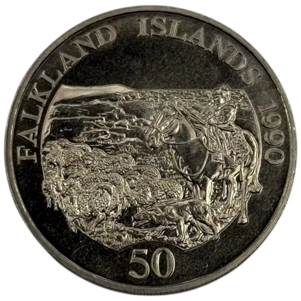Фолклендские острова 50 пенсов 1990 г. (Детский фонд) (CN)