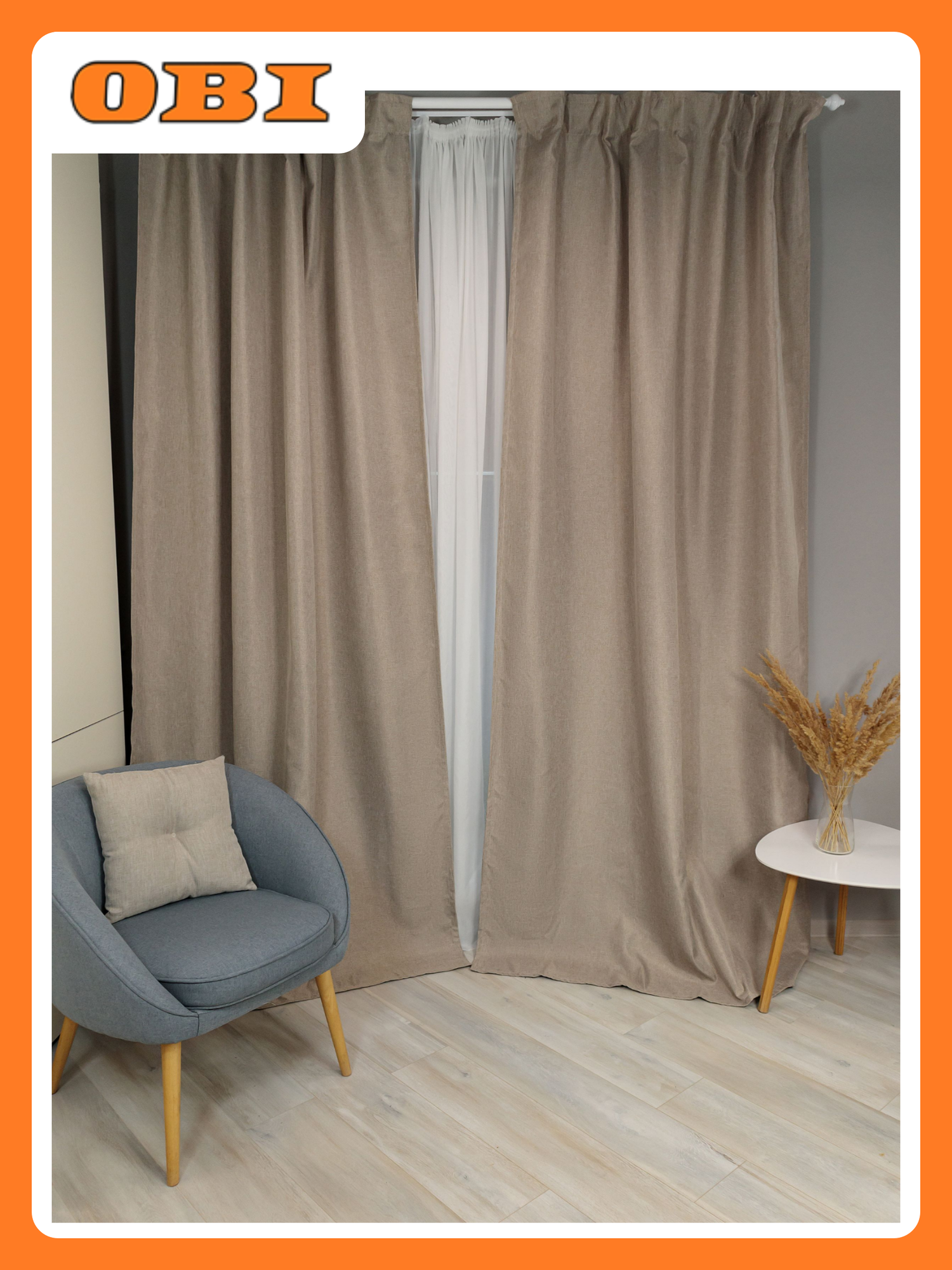 Шторы Linen Way, блэкаут, светонепроницаемые, 145x270 см, бежевые