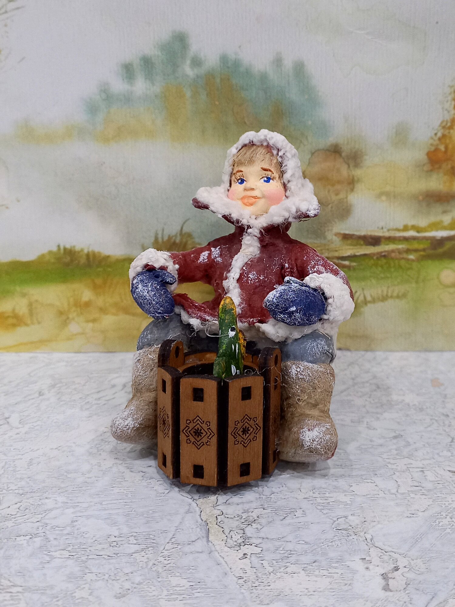 Ватная ёлочная игрушка "Емеля"