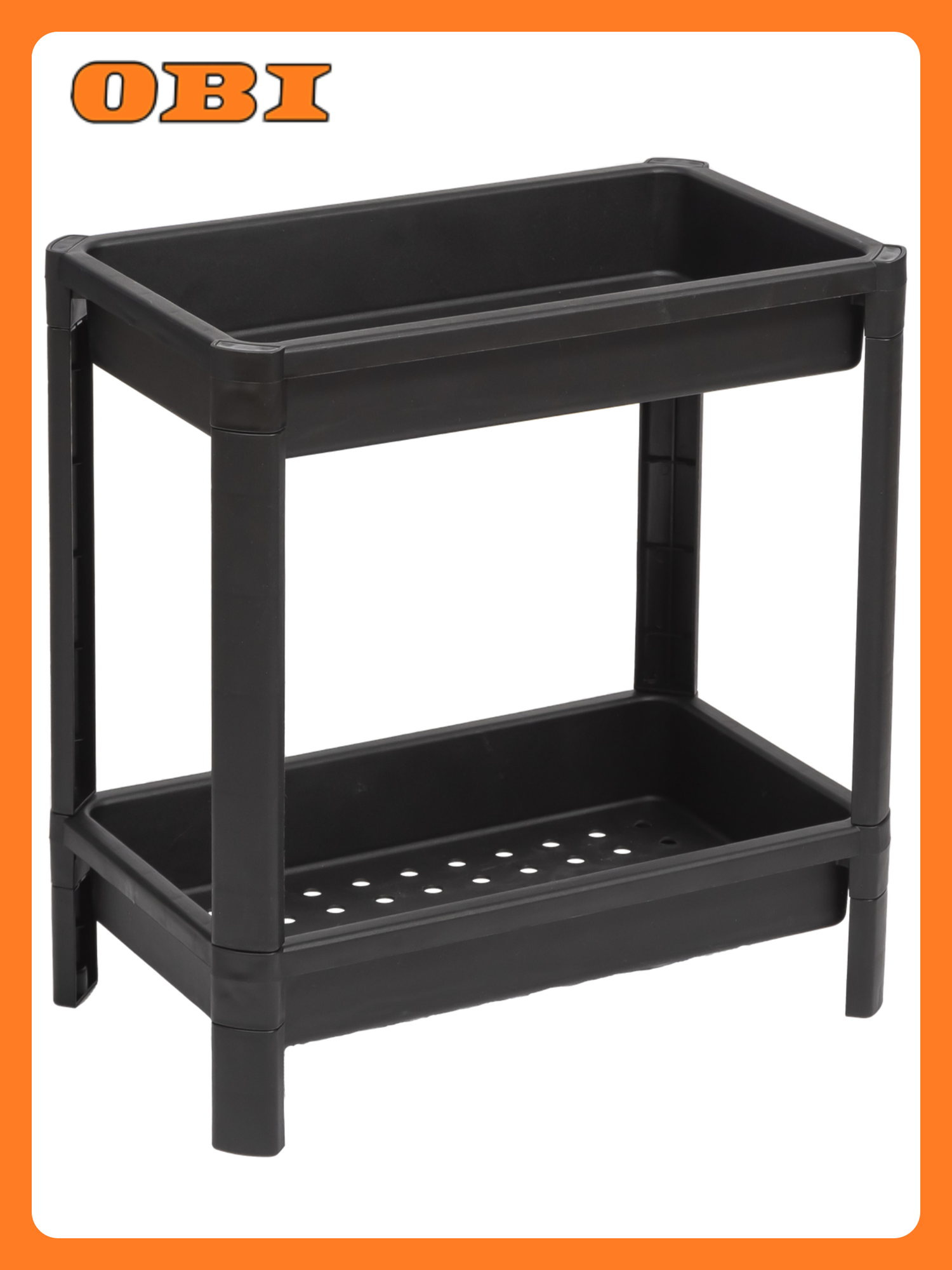 Этажерка VIKEA широкая 2-х ярусная чёрная