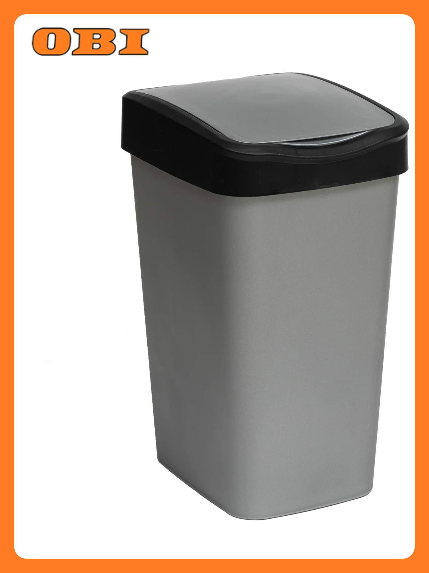 Ведро для мусора с подвижной крышкой "Tandem" 20л Серый металлик/Черный