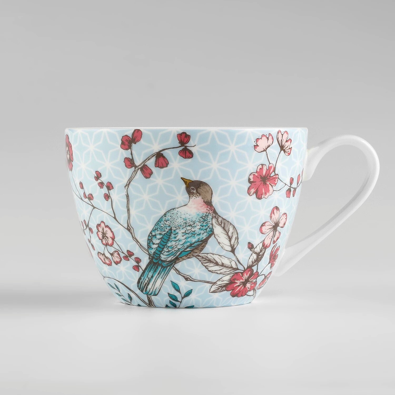 Чайная чашка из костяного фарфора, большая кружка, керамическая чашка для кофе, чашка для воды Кружка «Птица на ветке»