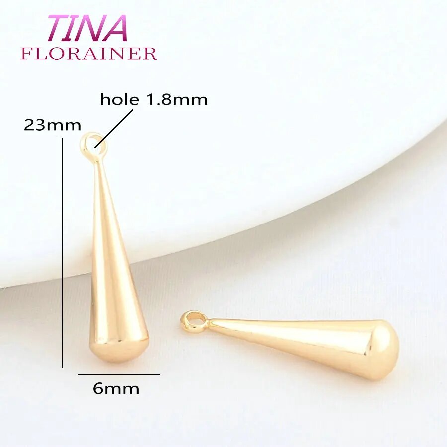 Подвески-капли латунные 18-каратного золота Florainer Tina Gold Color