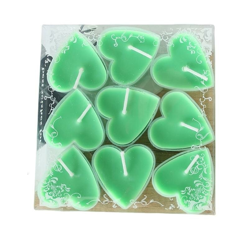 Новогодние свечи-таблетки 9 шт, разные цвета, Зеленый