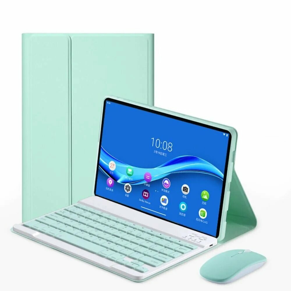 Подходит для Lenovo Tab M10 FHD Plus 10,3-дюймовый (TB-X606F/X606X) чехол для планшета + 10-дюймовая съемная русская квадратная клавиатура Bluetooth + беспроводная мышь