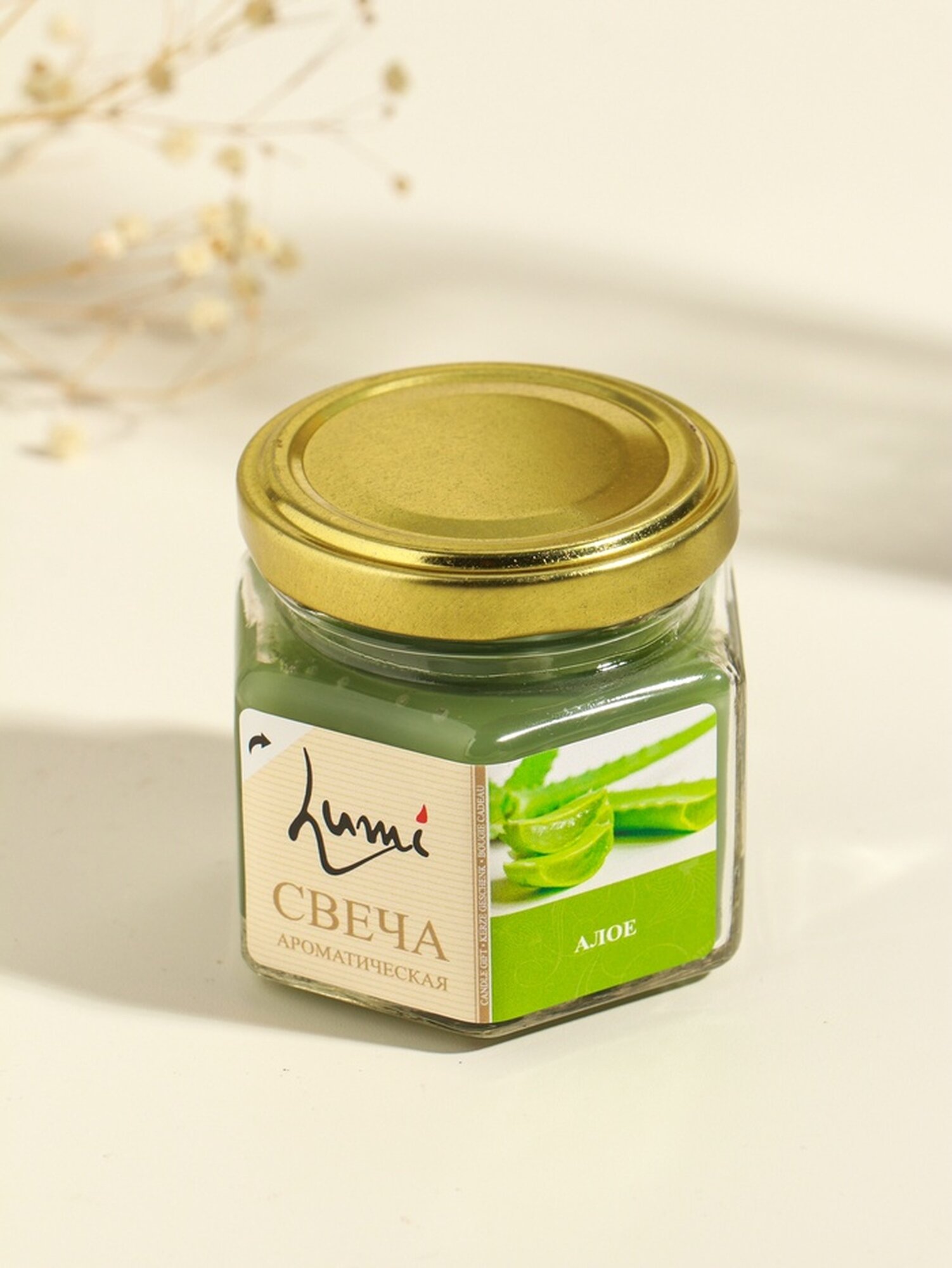 Свеча Дарим красиво "Алоэ", в стеклянной банке, с ароматом, 70г