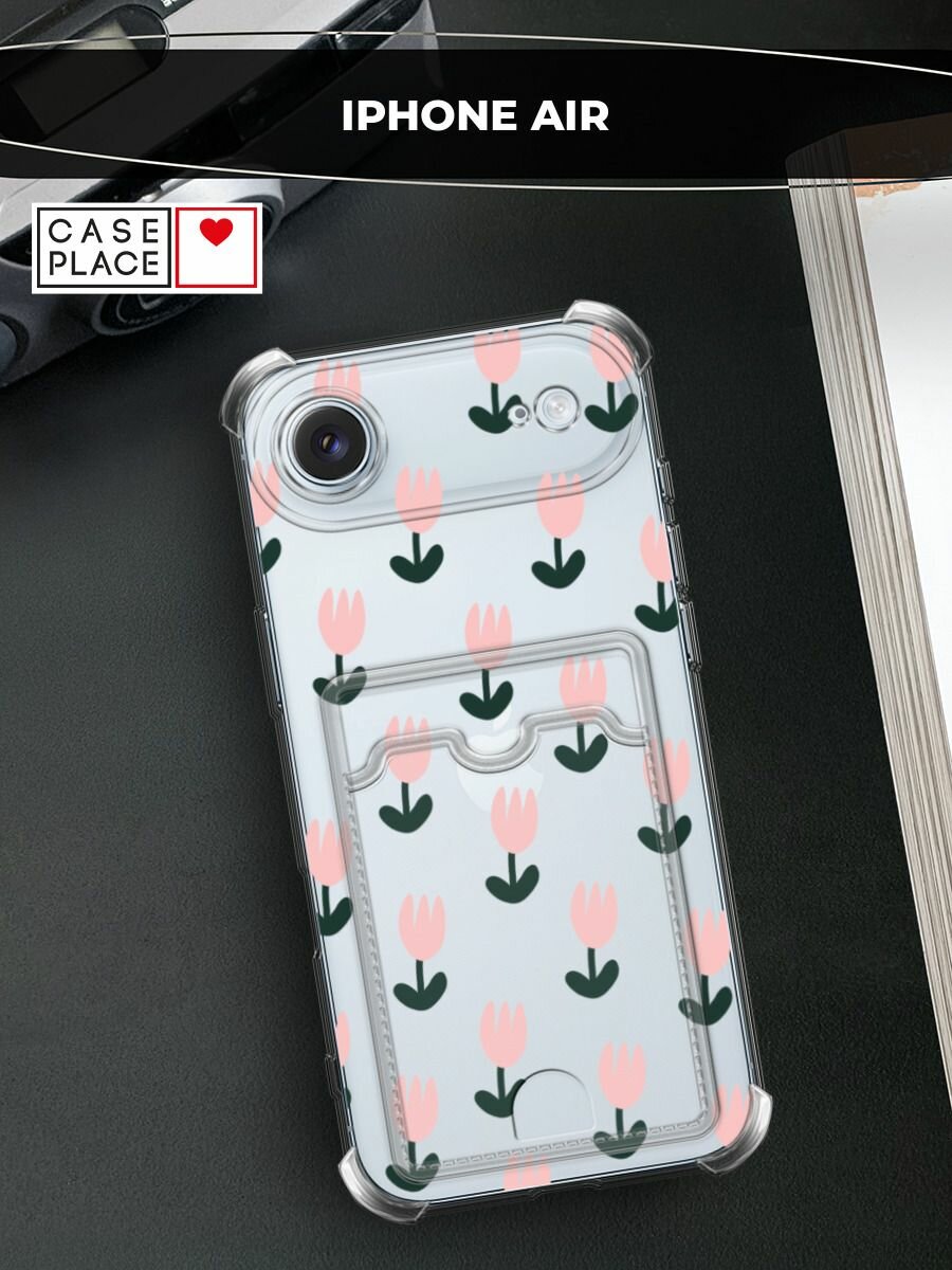 Чехол на Apple iPhone Air (Айфон Айр) с картой и принтом Тюльпатовый паттерн