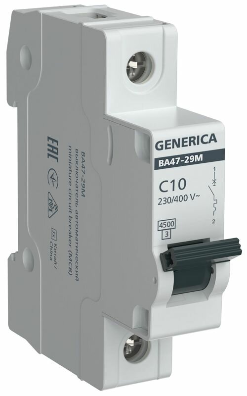 Выключатель автоматический Generica модульный, однополюсный, C 10А, 4.5кА