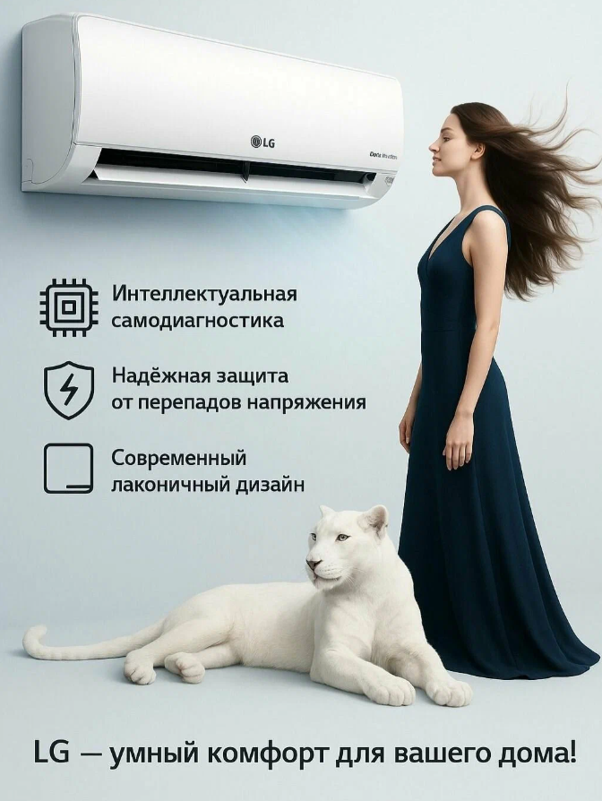 Кондиционер LG Mega Dual Plus, D09TT2, 25 м², класс A, белый