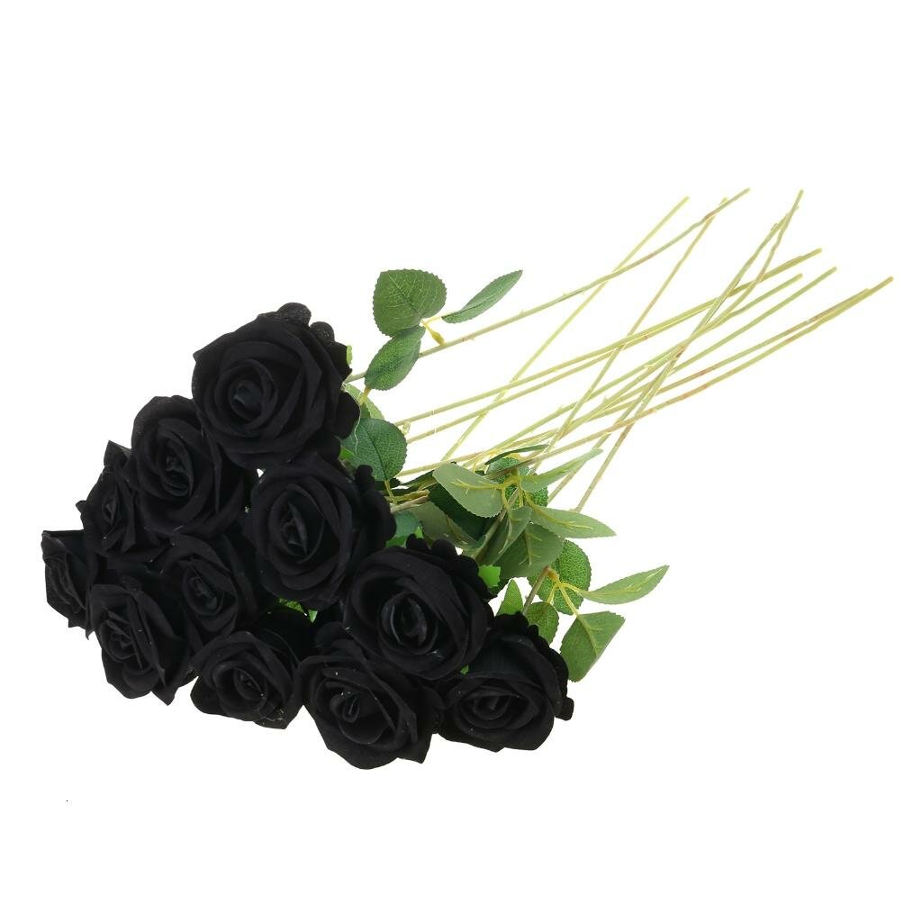 Свадебный букет из 12 искусственных роз, Черный