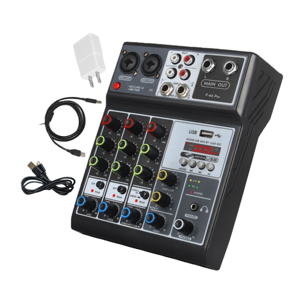 4-канальный DJ-микшер, совместимый с Bluetooth и USB для компьютерной записи звука