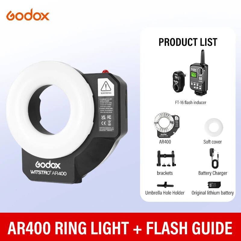 Godox AR400W кольцевая лампа + FT-16 триггер