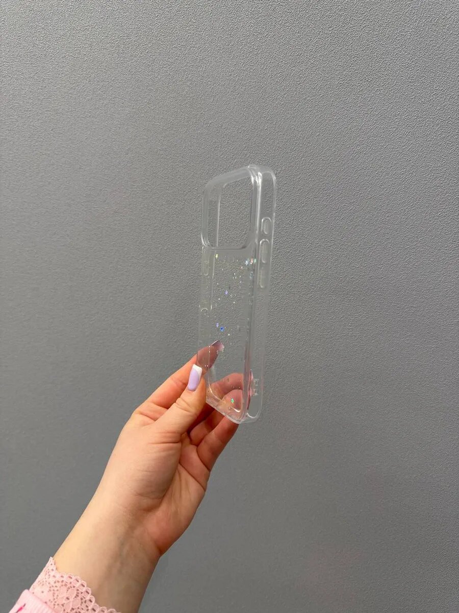 Чехол на Iphone 17 Pro , прозрачный , с рисунком звезд , женский . — фото 1