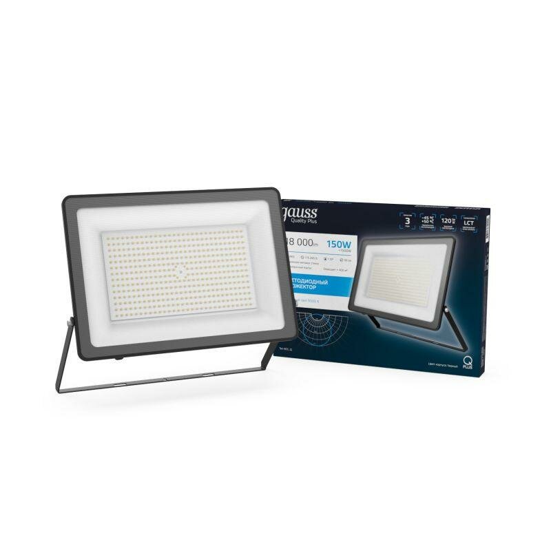 Прожектор светодиодный Qplus 150Вт 6500К IP65 18000лм 175-265В до черн. GAUSS 613100150