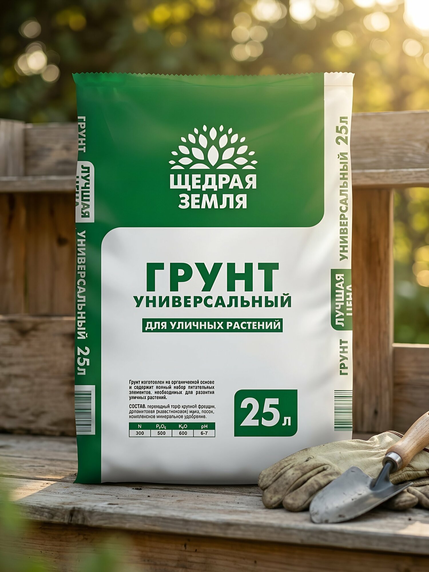 Грунт Щедрая земля для уличных растений 25 л — универсальная почвосмесь для сада, огорода и декоративных культур