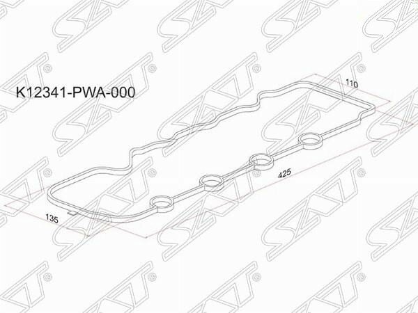 Прокладка клапанной крышки SAT K12341-PWA-000 HO L12A/L13A Fit/Jazz GD 02-, L13Z Civic FK1 08-