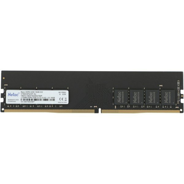 Оперативная память NETAC Basic NTBSD4P32SP-16J DDR4 - 1x 16ГБ 3200МГц, DIMM, Ret