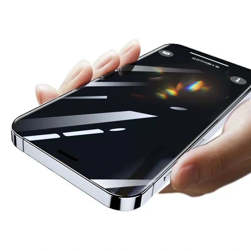 IPhone 16 2 шт. Анти-пылевая сетка, анти-просмотр, полная защита с черной кромкой, боковая защита