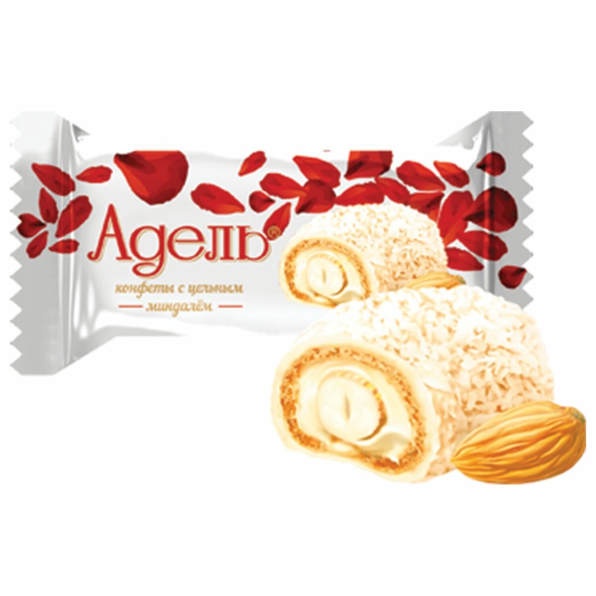 Конфеты акконд "Адель" с цельным миндалём, в кокосовой стружке, 150г, картонная коробка, 6 шт.