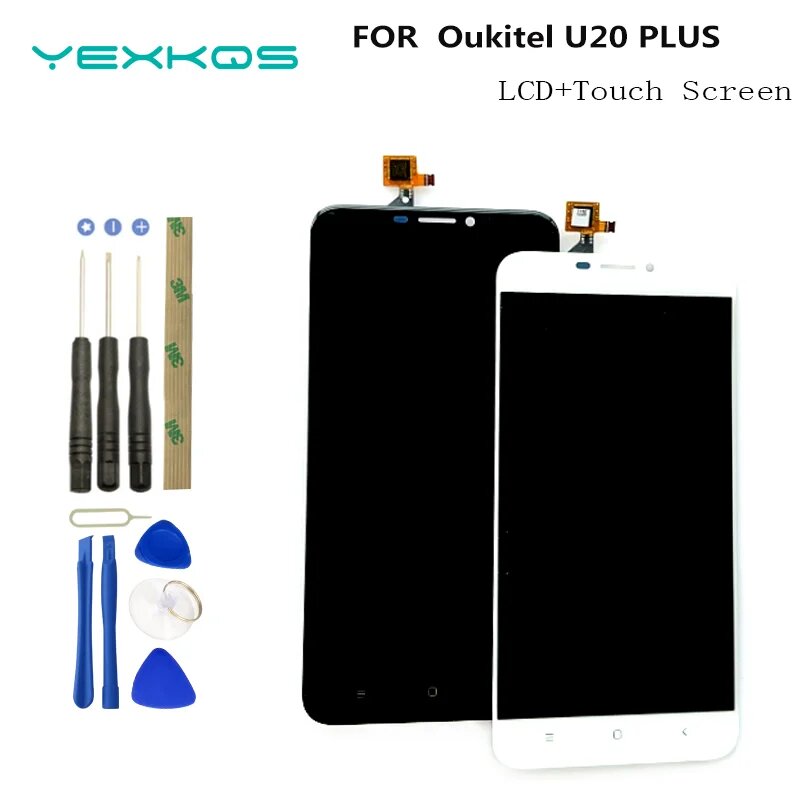 5,5 "оригинальный Oukitel U20 PLUS жк-дисплей и кодирующий преобразователь сенсорного Черный, Black