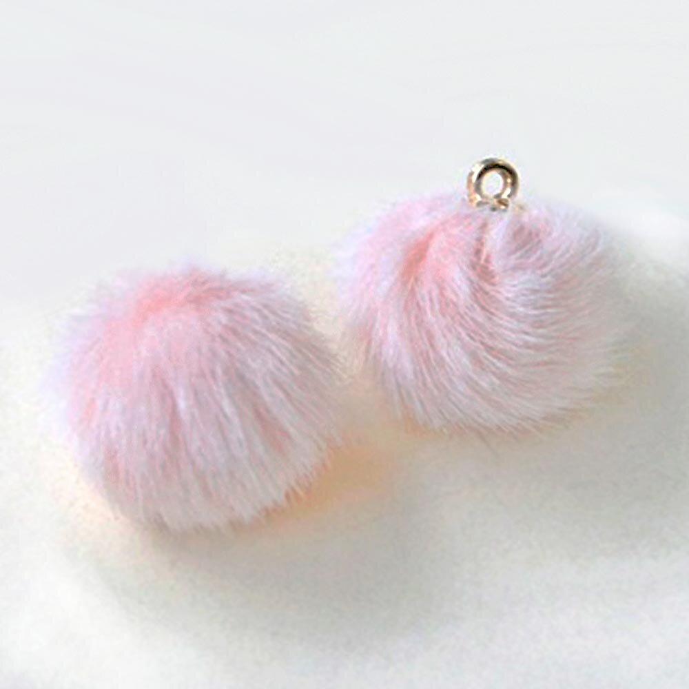 Фурнитура для бижутерии Подвеска меховая Фурнитура для бижутерии Подвеска Помпон 0011138 розовый цвет с золотой петлей 18x18 мм, цена за 1 шт.