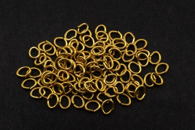 Кольца соединительные овальные 4х3х0,6мм, разъёмные, цвет золото, латунь, 13-103, 3г (около 130шт)