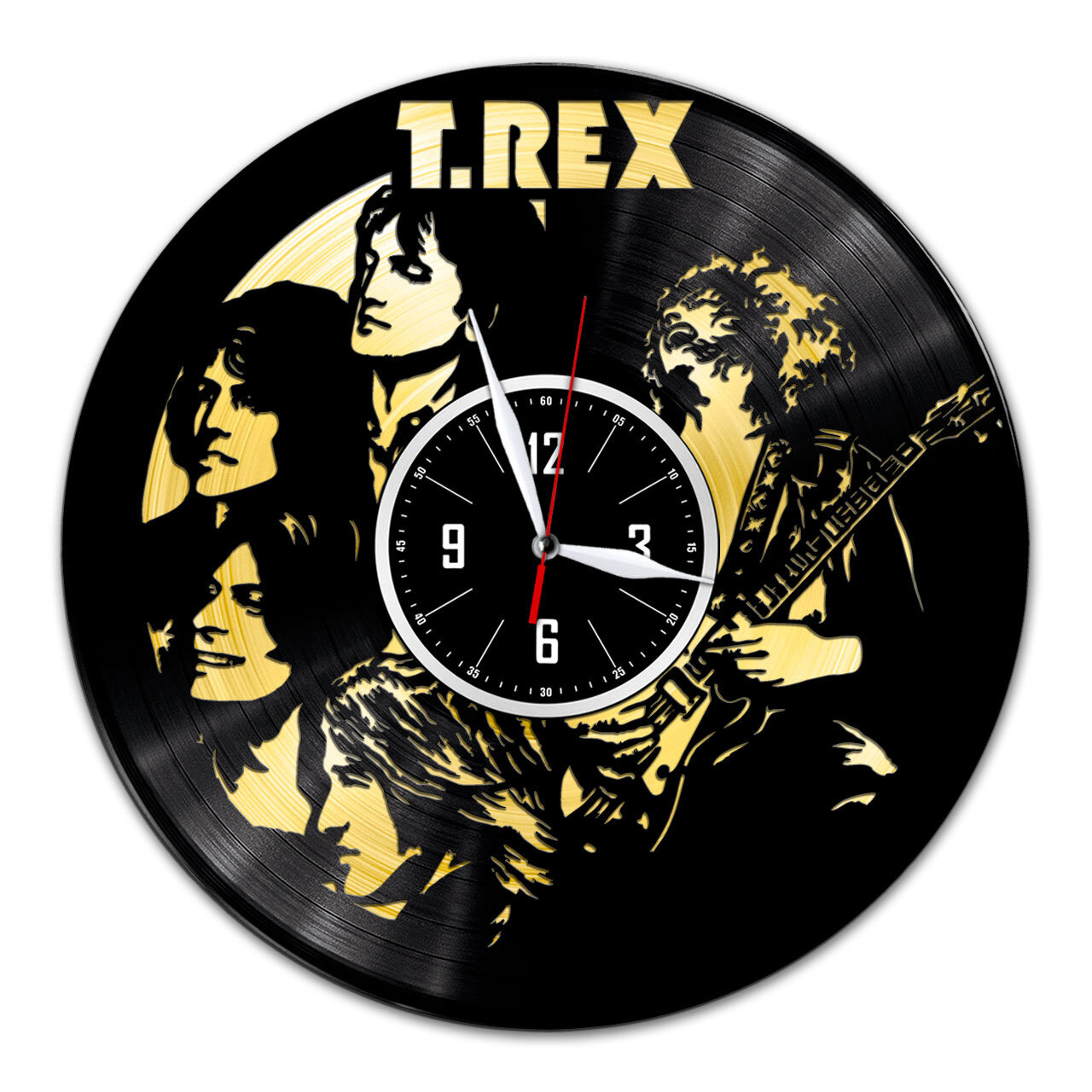T.Rex - настенные часы из виниловой пластинки (с золотой подложкой)