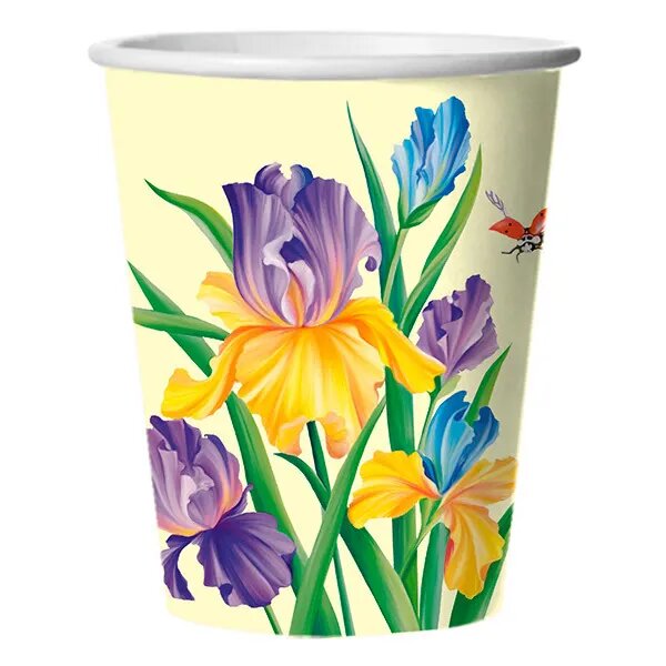 Стакан картонный, Bulgaree Green, ирисы, 0,25 л, 10 шт