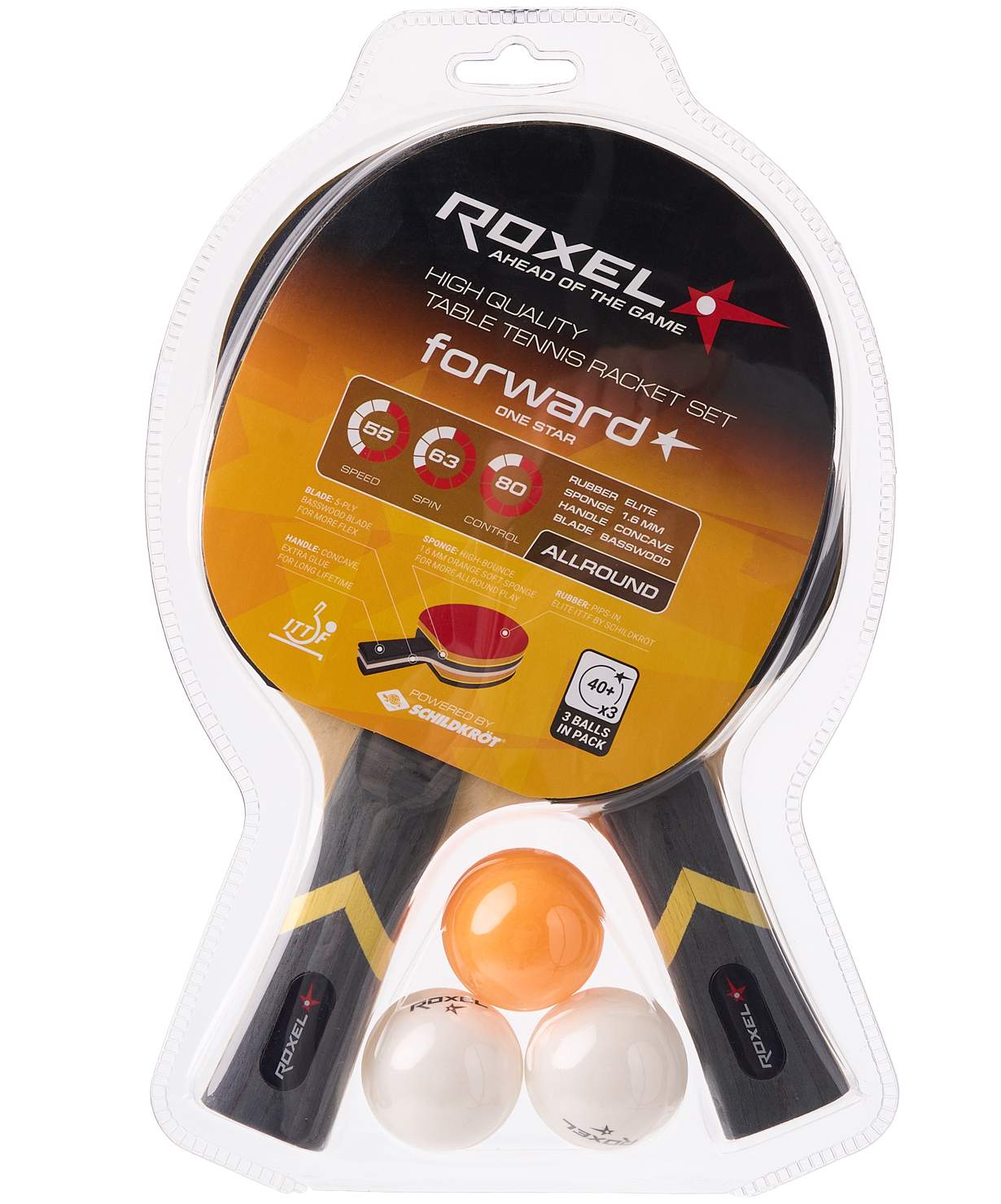 Набор для настольного тенниса Roxel Forward, 2 ракетки, 3 мяча