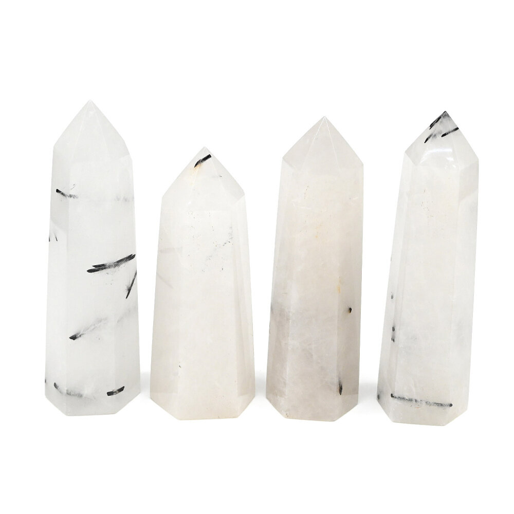 Кристалл из горного хрусталя с турмалином "Карандаш" 23*23*90мм, 90-99г .