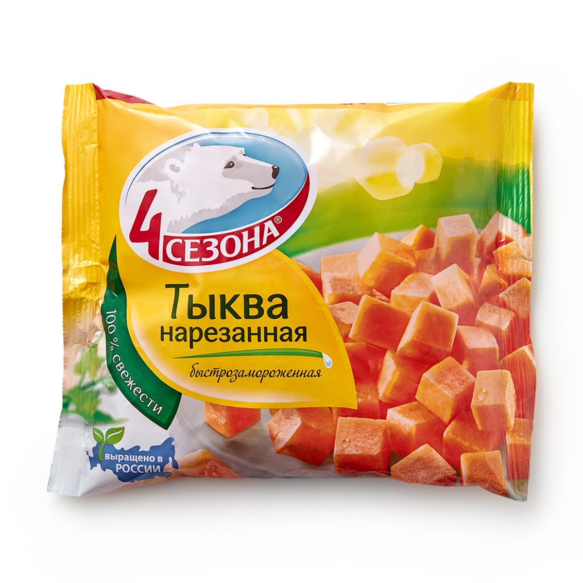 Тыква нарезанная, замороженная «4 сезона», 400 грамм, без ГМО, пакет