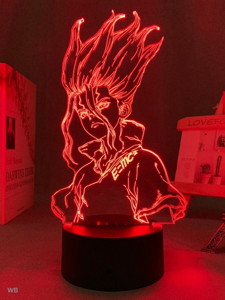 Ночник Аниме Доктор Стоун - Anime Dr.Stone. Подарок фанату аниме и манги — декор в комнату с любимыми персонажами, в стиле отаку и японской анимации.