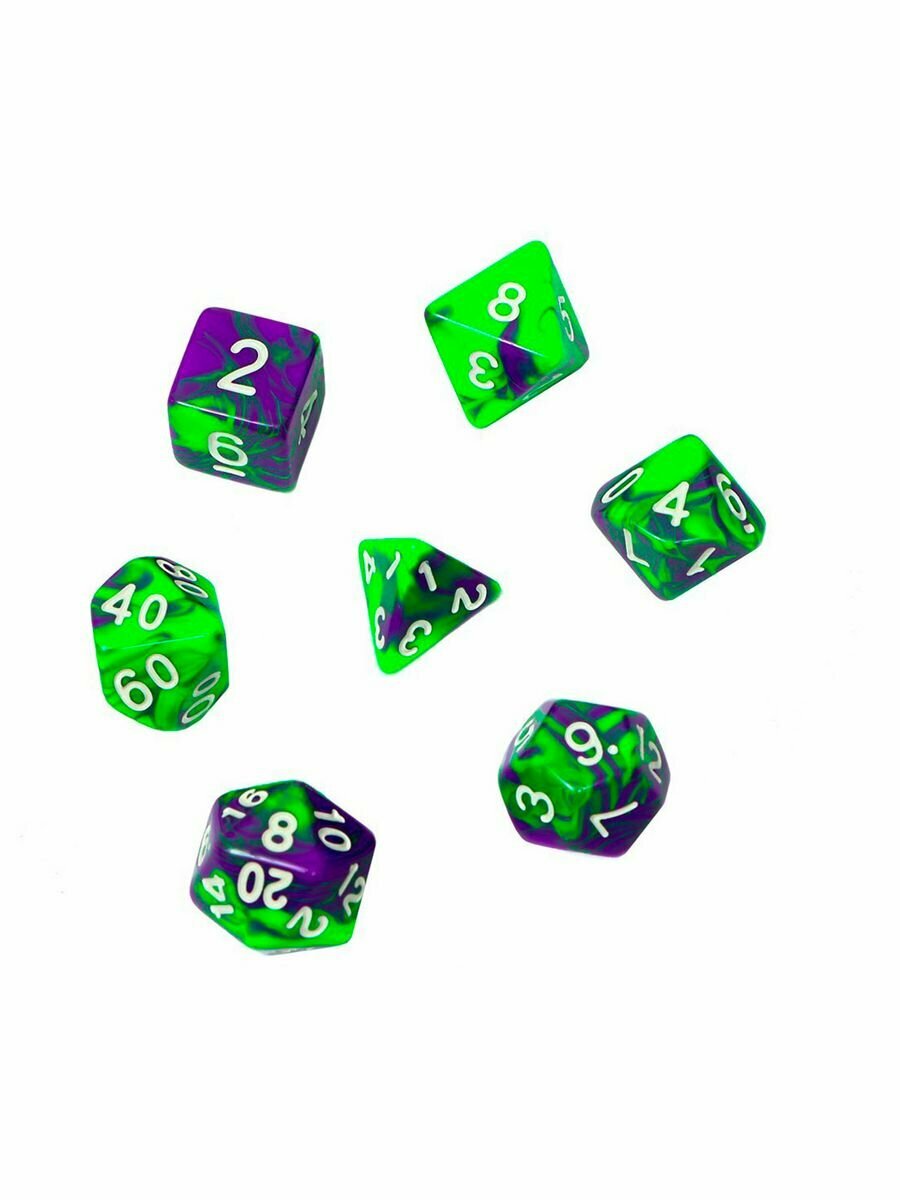 Набор кубиков для DnD ДнД, ядовитое облако, 7 шт.