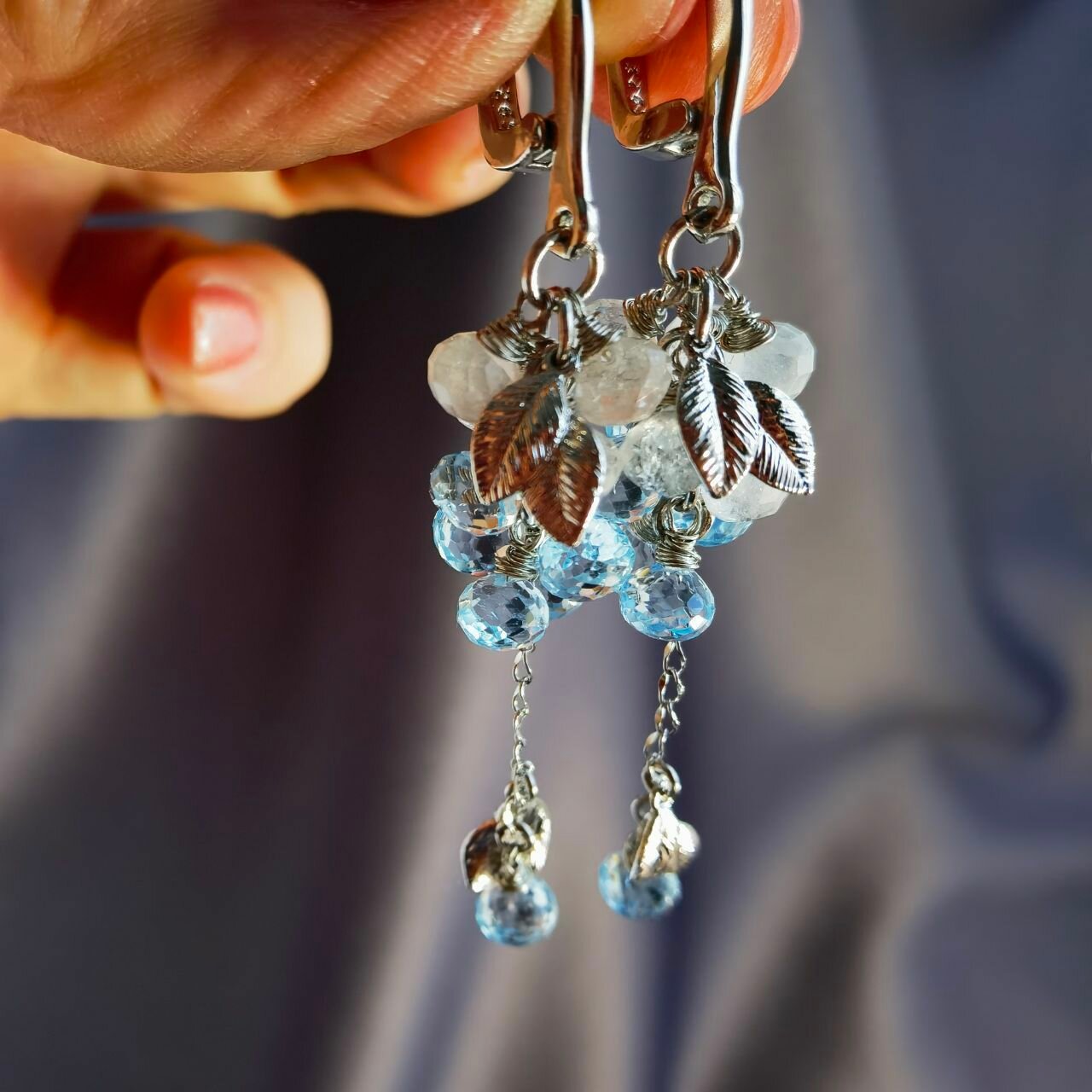 Серьги, топаз