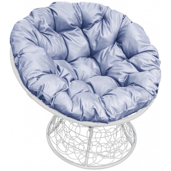 Кресло M-group Папасан ротанг белое + (серая подушка)