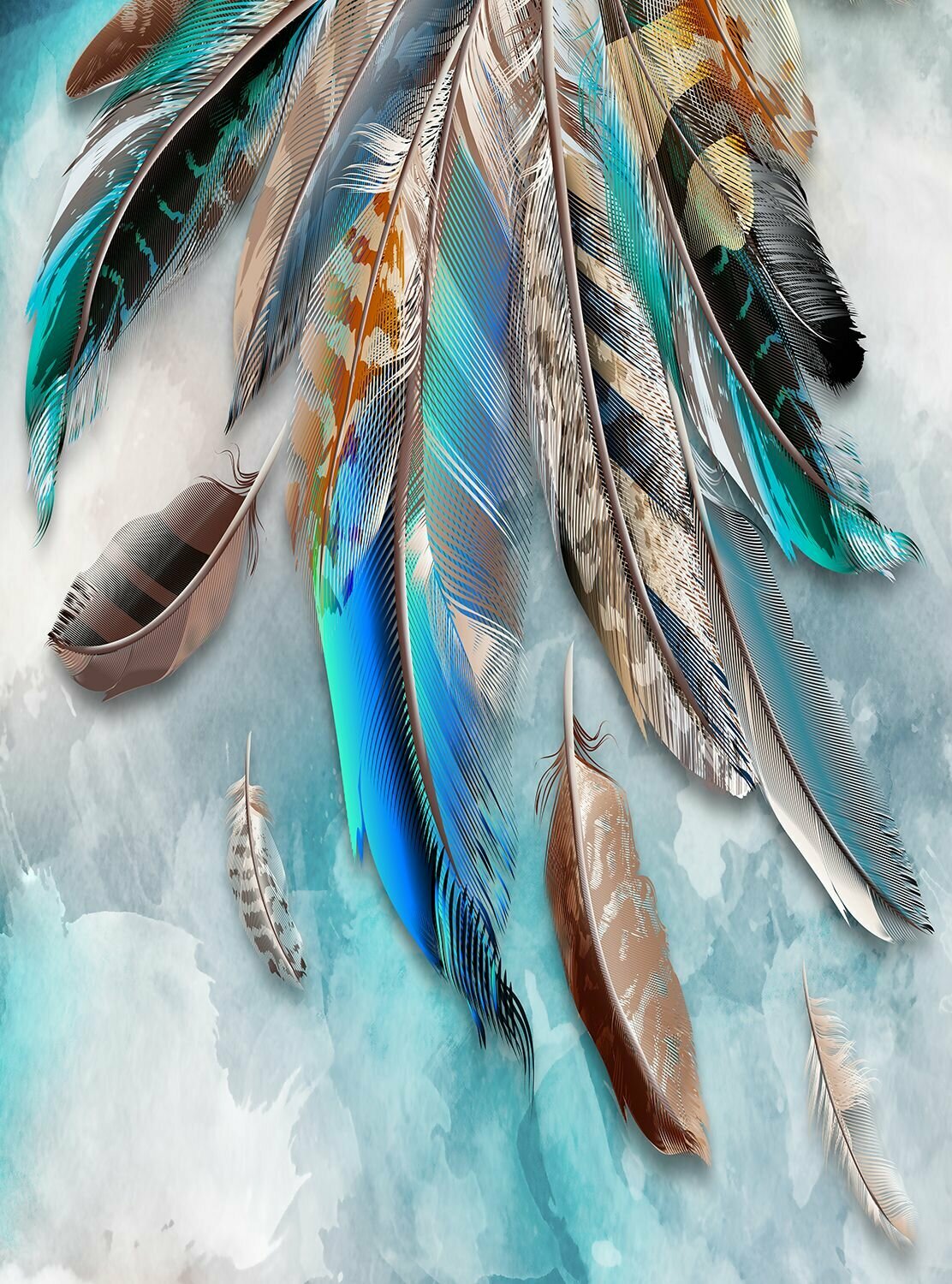 Фотообои/T-324 Перья на фоне облаков 2 200х270 №1 холст