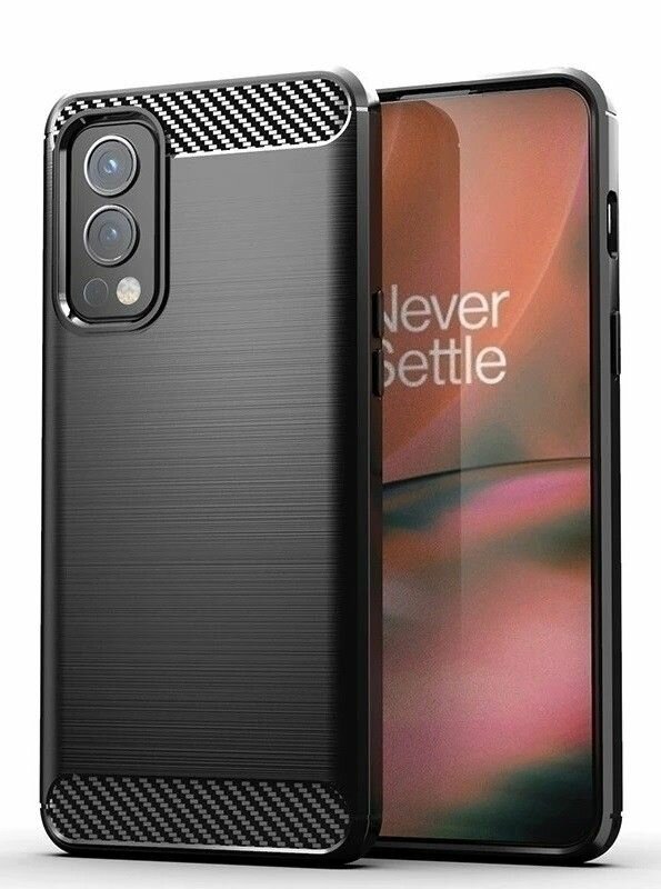 Накладка силиконовая для OnePlus Nord 2 5G карбон сталь чёрная