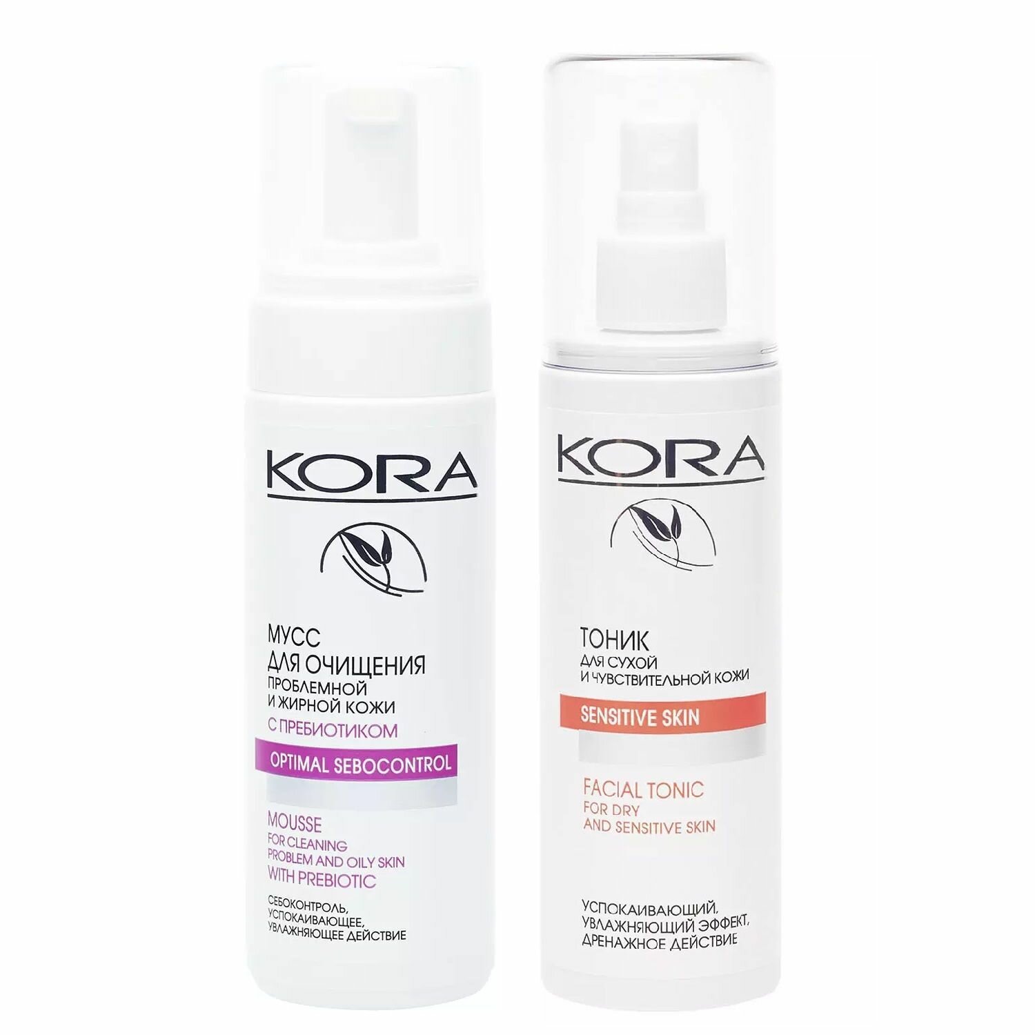 Коrа Набор для чувствительной кожи: мусс 160 мл + тоник 150 мл