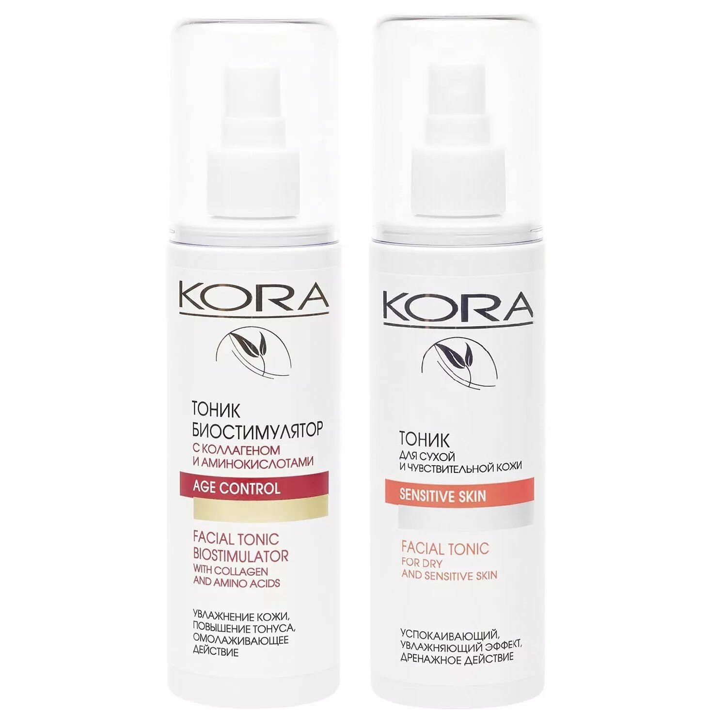Коrа Набор для сухой кожи: тоник биостимулятор 150 мл + тоник для сухой и чувствительной кожи 150 мл