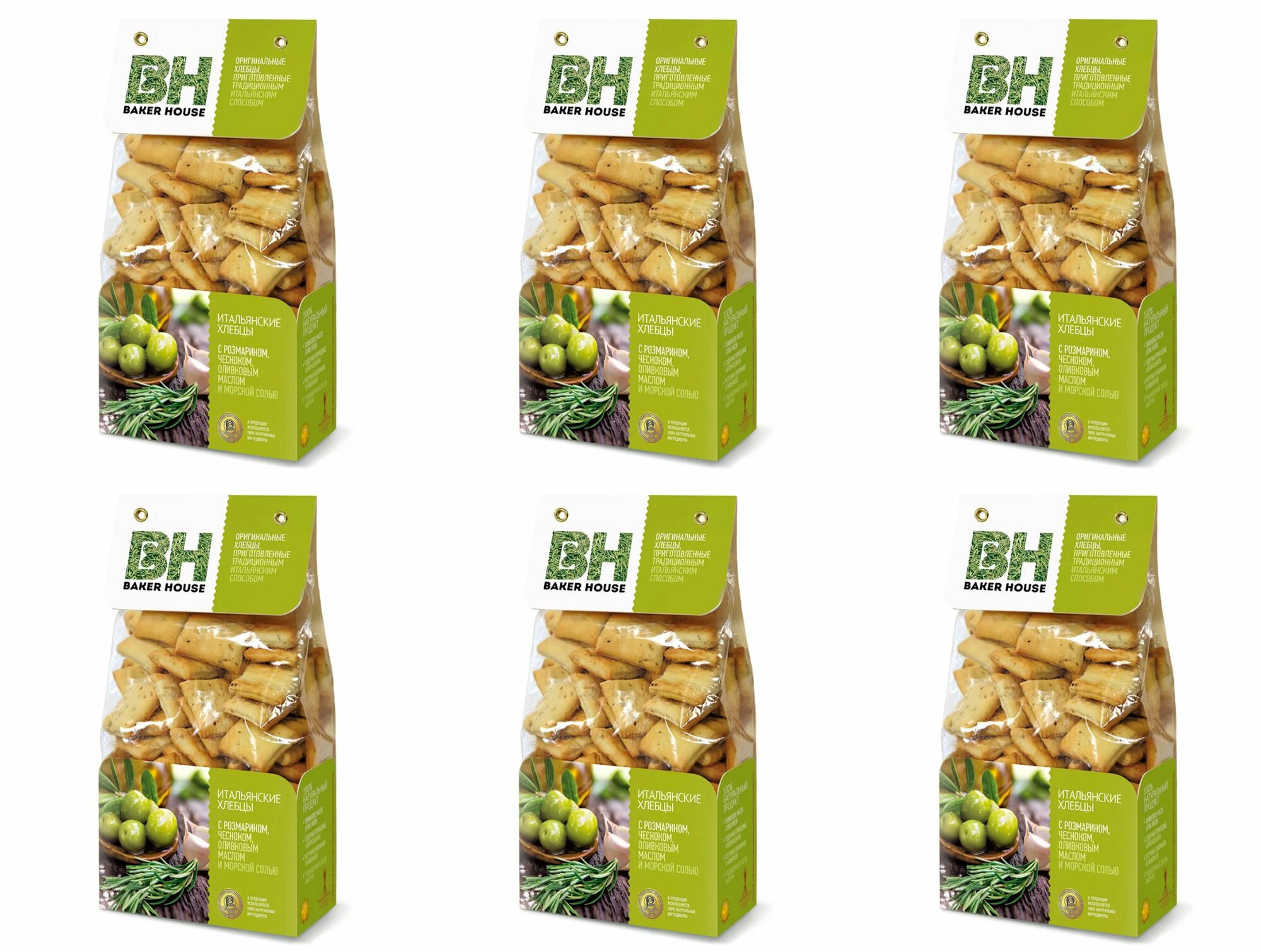 Baker House Хлебцы Итальянские с розмарином и чесноком,250 г,6 шт
